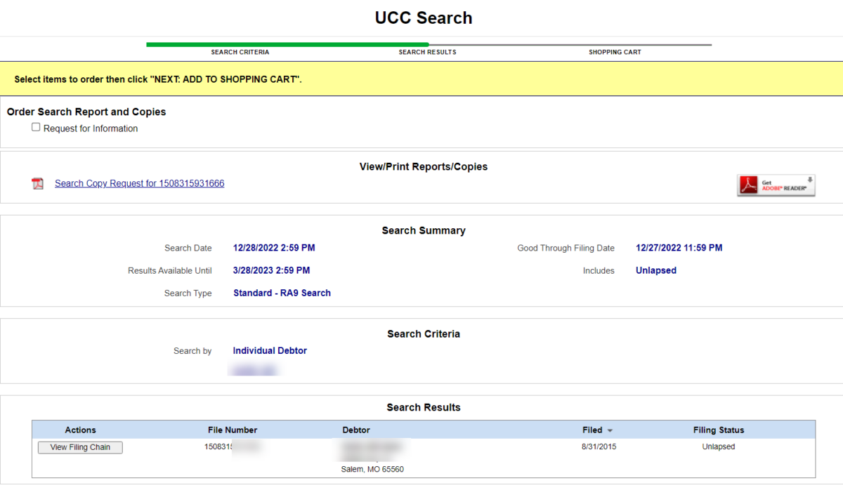 How To Do A Missouri UCC Search - MissouriBusiness.net